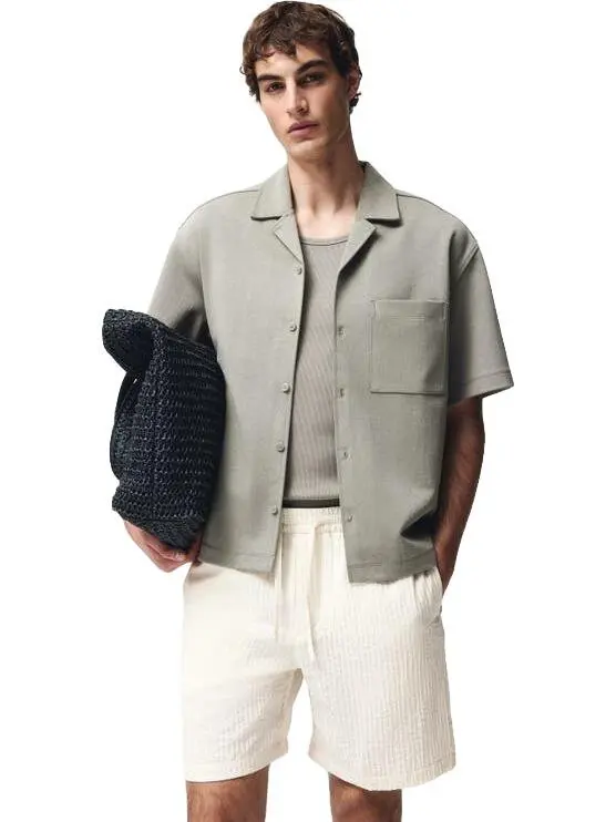 H&m Relaxed-fit Textured Shorts - White