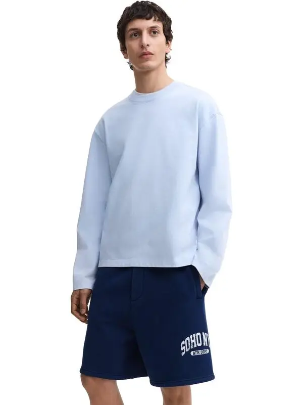 H&m Relaxed-fit Cotton-blend Sweatshorts - Navy Blue/soho Nyc