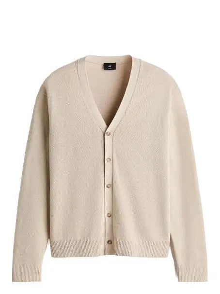 H&m Relaxed Fit V-neck Cardigan - Beige