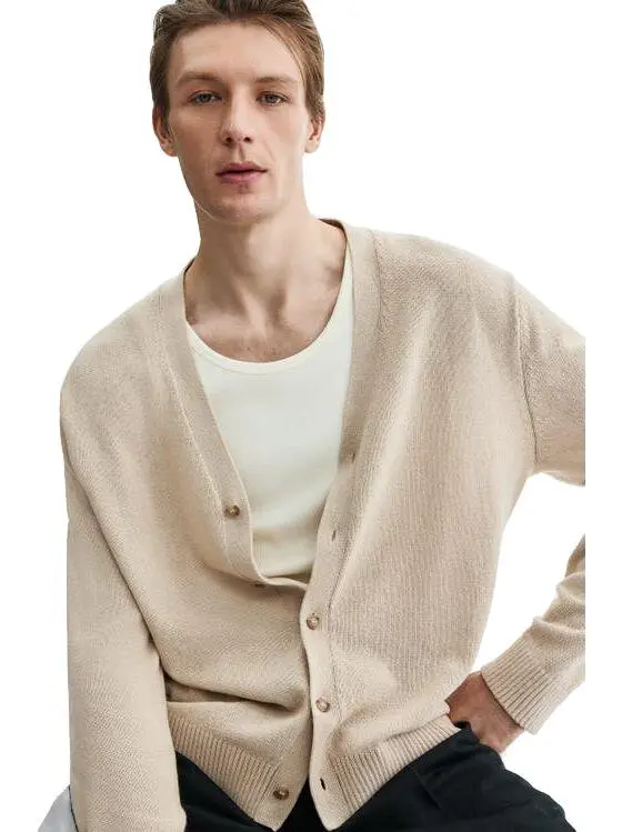 H&M Relaxed Fit V-neck Cardigan - Beige
