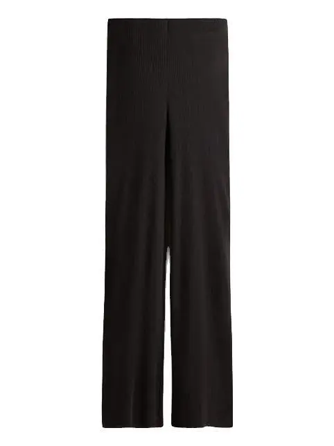 H&m Rib-knit Straight-leg Trousers - Dark Brown