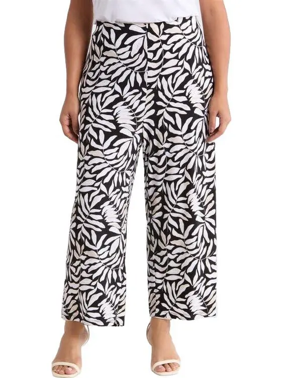 Anne Klein Printed Knit Wide Leg Pants - Anne Black Multi