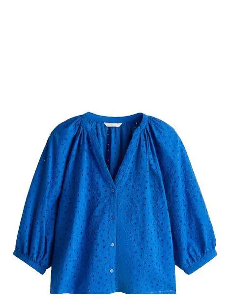 H&m Broderie Anglaise Blouse - Blue
