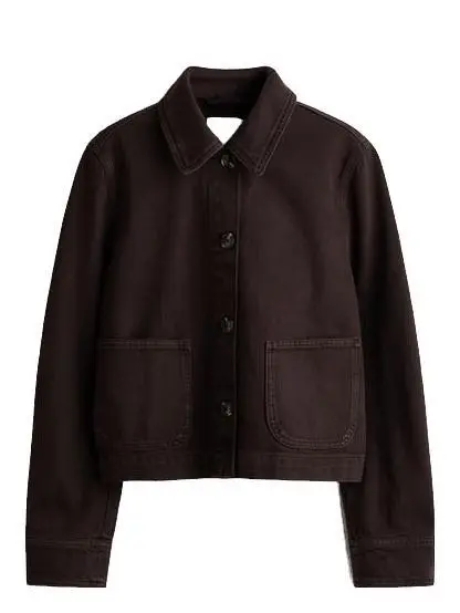H&m Cotton Twill Shacket - Dark Brown