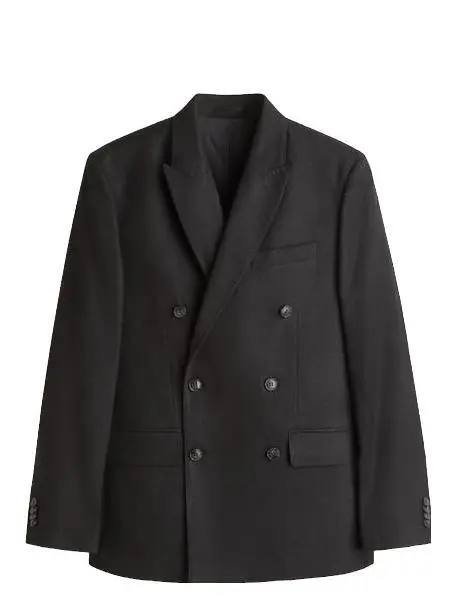 H&m Double-breasted Peak Lapel Jacket - Black