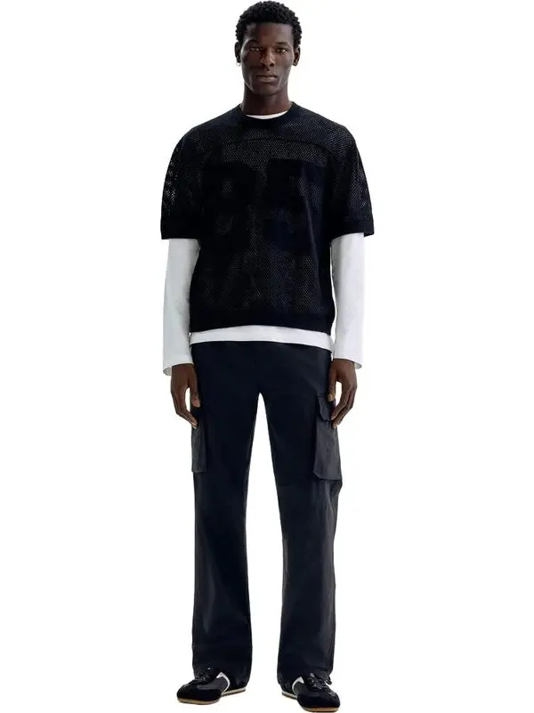 H&m Regular Fit Nylon Cargo Trousers - Black
