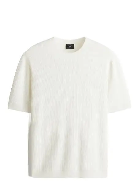 H&m Slim Fit Rib-knit T-shirt - White