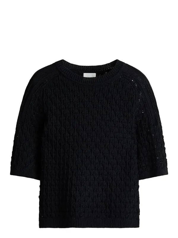 H&m Pointelle Knit T-shirt - Black