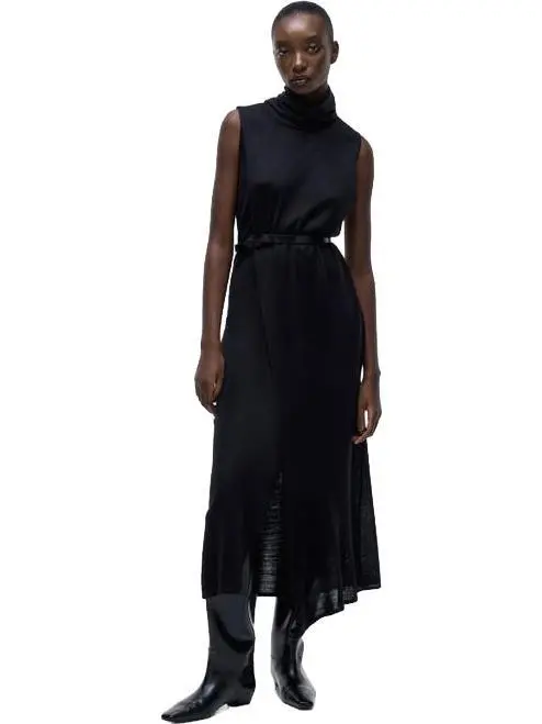 H&m Sleeveless Scarf Collar Knit Maxi Dress - Black