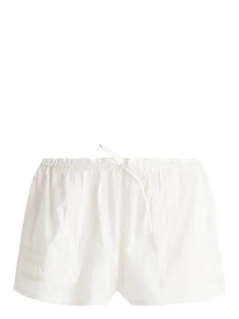 H&m Cotton Beach Shorts With Lace Insets - White