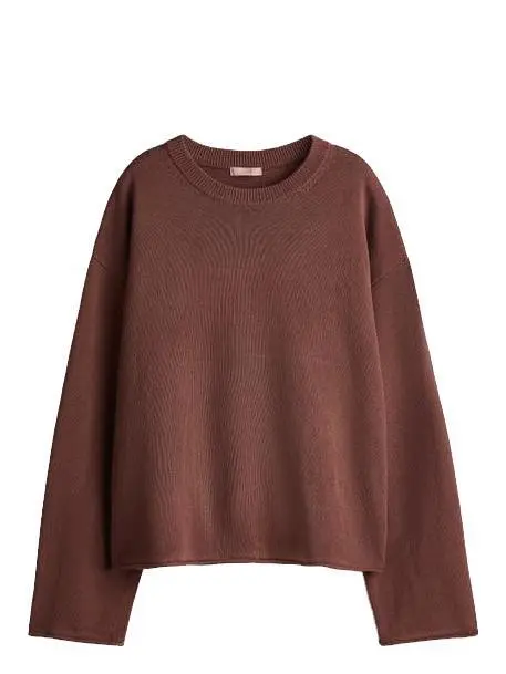 H&m Loose-fit Fine Knit Jumper With Roll Edges - Brown