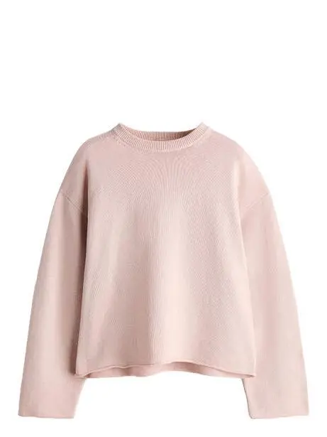H&m Loose-fit Fine Knit Jumper With Roll Edges - Light Dusty Pink
