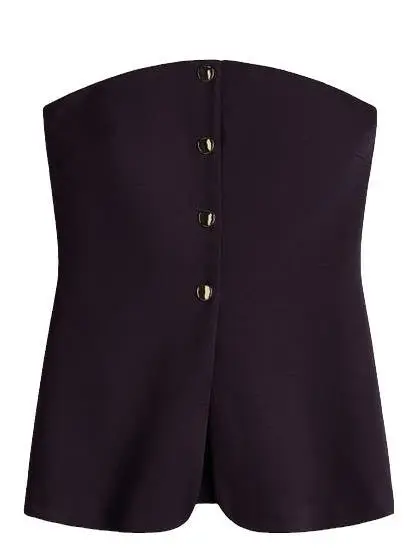H&m Ponte Di Roma Bandeau Waistcoat - Dark Plum Purple