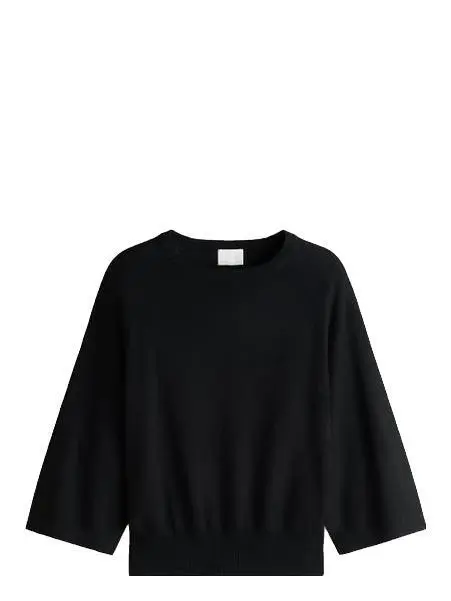 H&m Fine-knit Raglan Sleeve Top - Black