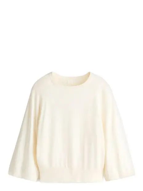 H&m Fine-knit Raglan Sleeve Top - Cream