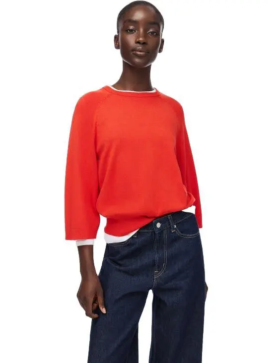 H&m Fine-knit Raglan Sleeve Top - Red