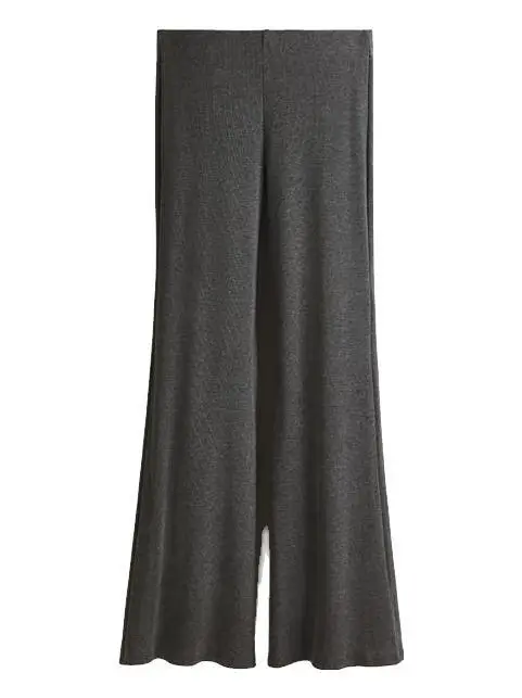 H&m Flared Fine-knit Trousers - Dark Gray Melange