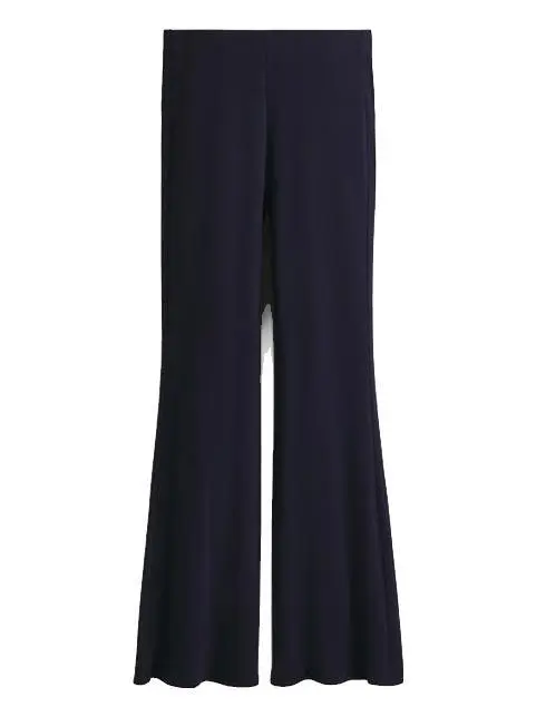 H&m Flared Fine-knit Trousers - Navy Blue