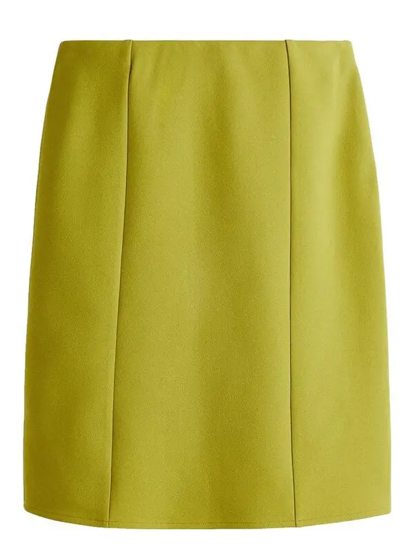 H&m Knee-length Fitted Jersey Skirt With Slit - Yellow-green