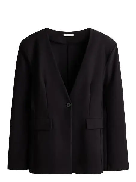H&m Collarless Jersey Blazer - Black