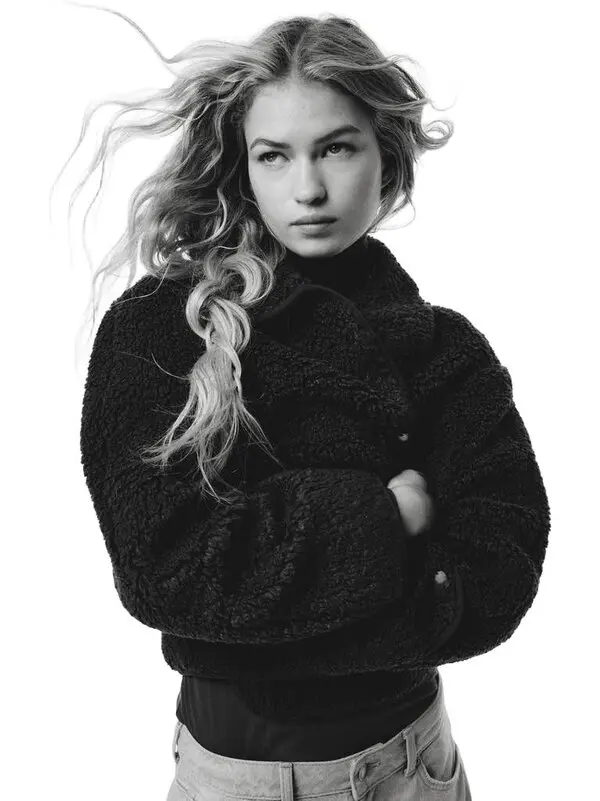 H&m Collared Teddy Jacket With Piping And Patch Pockets - Black