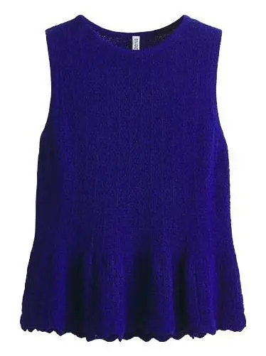 H&m Pointelle Knit Peplum Top - Bright Blue