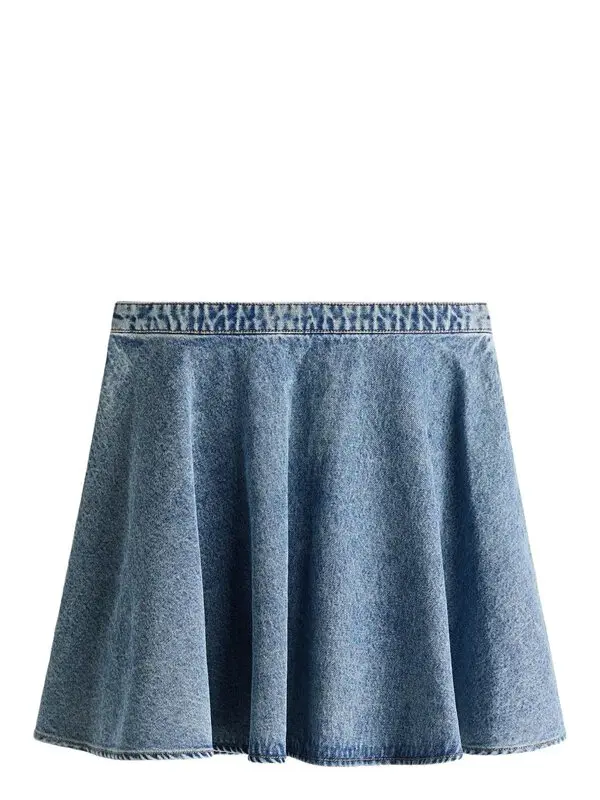 H&m Circle-cut Denim Skirt - Denim Blue