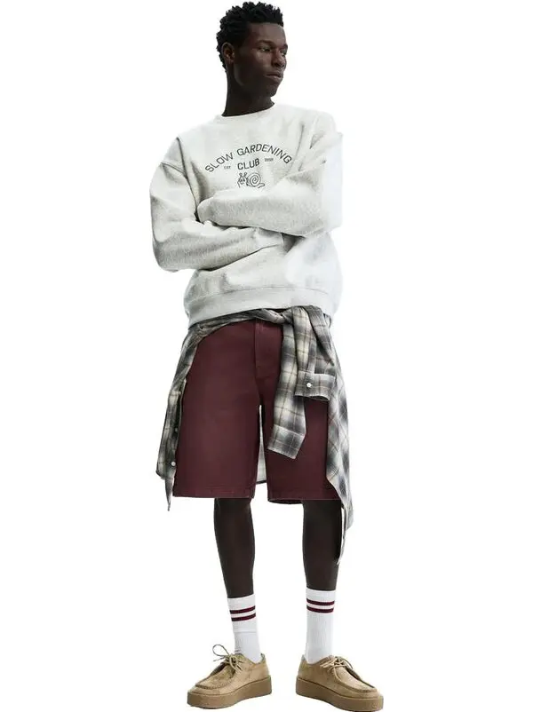 H&m Relaxed-fit Carpenter Shorts - Burgundy