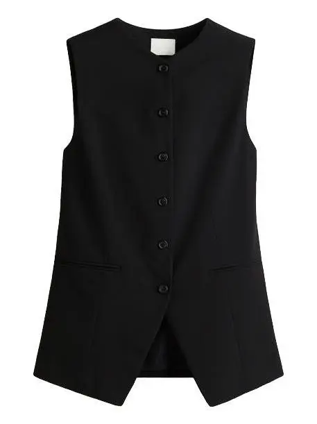 H&m Long V-neck Waistcoat - Black