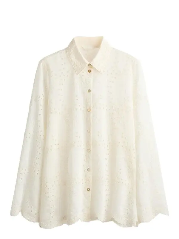 H&m Broderie Anglaise Shirt - Cream