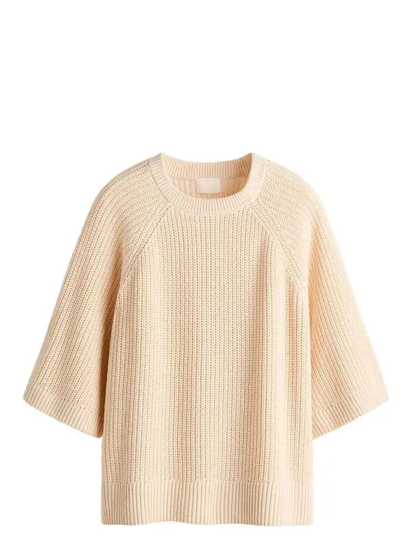 H&m Rib-knit Oversized Top - Beige