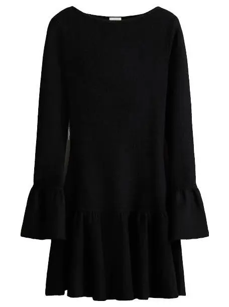 H&m Flounced Rib-knit Mini Dress - Black
