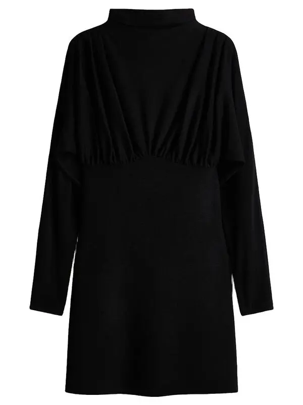 H&m Gathered Turtleneck Dress - Black