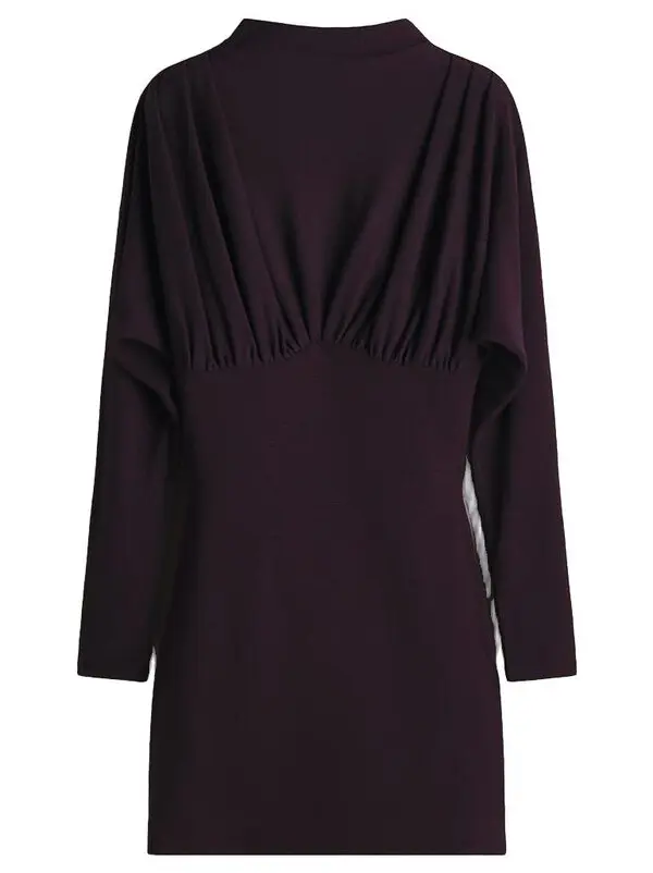 H&m Gathered Turtleneck Dress - Plum Purple