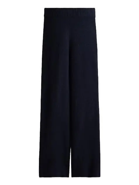 H&m Fine-knit Wool Blend Trousers - Navy Blue