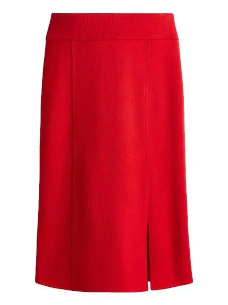 H&m Fine-knit Midi Skirt - Bright Red