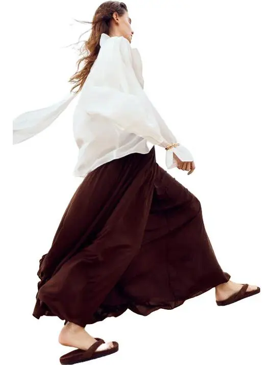 H&m Gathered Modal Skirt - Brown