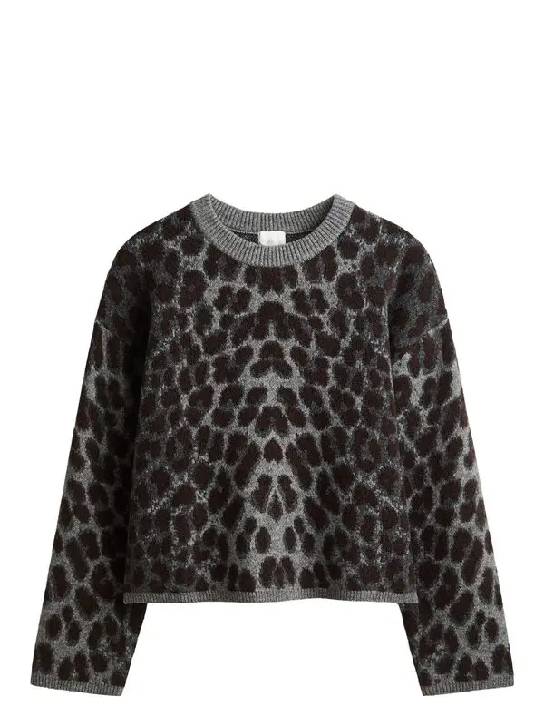 H&m Jacquard-knit Jumper - Gray/leopard Print