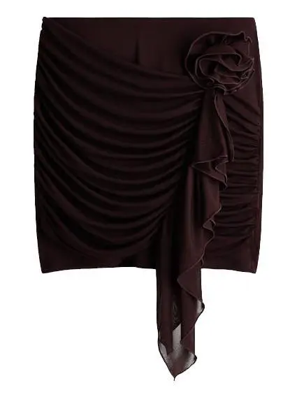 H&m Draped Flower Detail Mini Skirt - Dark Brown