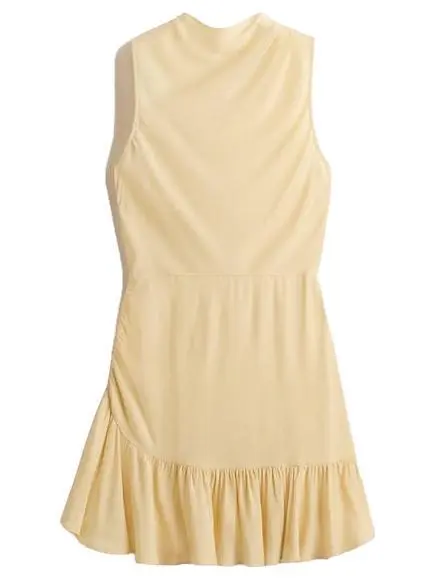 H&m Frill-trimmed Crêpe Dress - Yellow