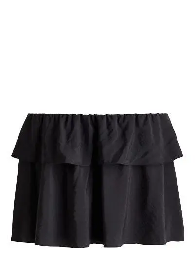 H&m Flared Mini Skirt With Flounce Detail - Black
