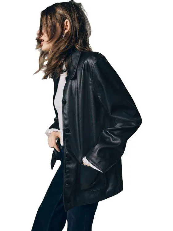 H&m Coated Car Coat - Black