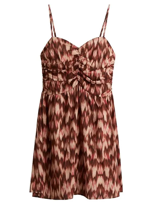 H&m Printed Strappy Sweetheart Neckline Dress - Brown/patterned