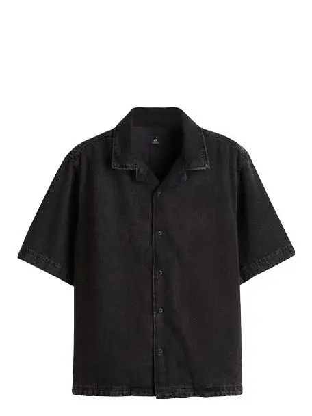 H&m Regular Fit Denim Resort Shirt - Black