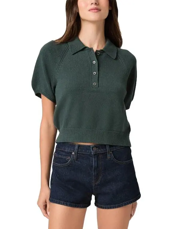 Paige Birch Crop Polo - Dark Spruce