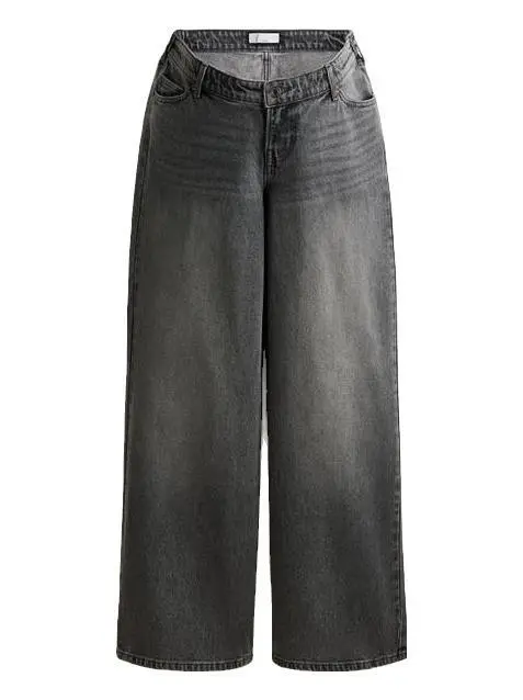 H&m Mama Wide Low Jeans - Denim Gray