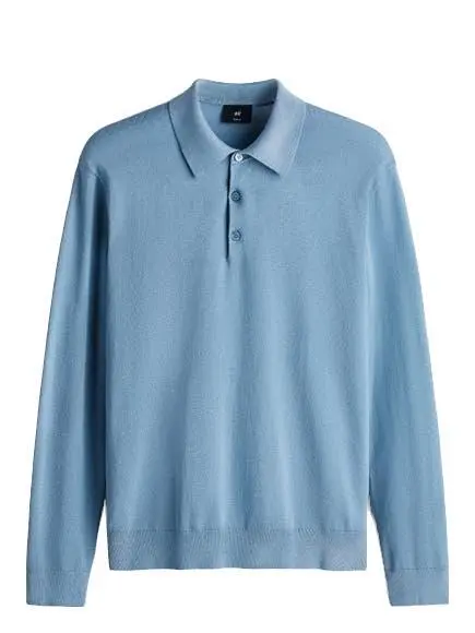 H&m Regular Fit Fine-knit Polo Shirt - Blue