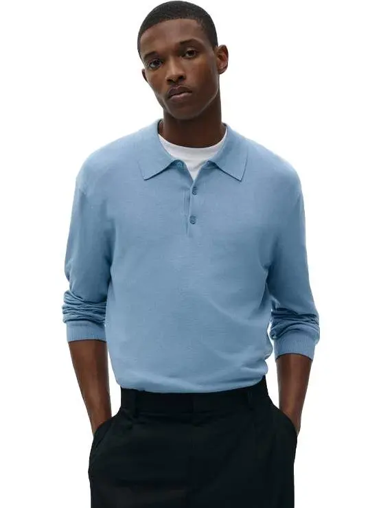 H&m Regular Fit Fine-knit Polo Shirt - Blue