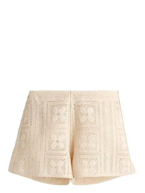 H&m Crochet-look Silk-blend Shorts - Beige