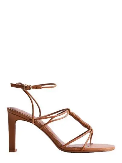H&m Heeled Strappy Sandals With Knot Detail - Brown
